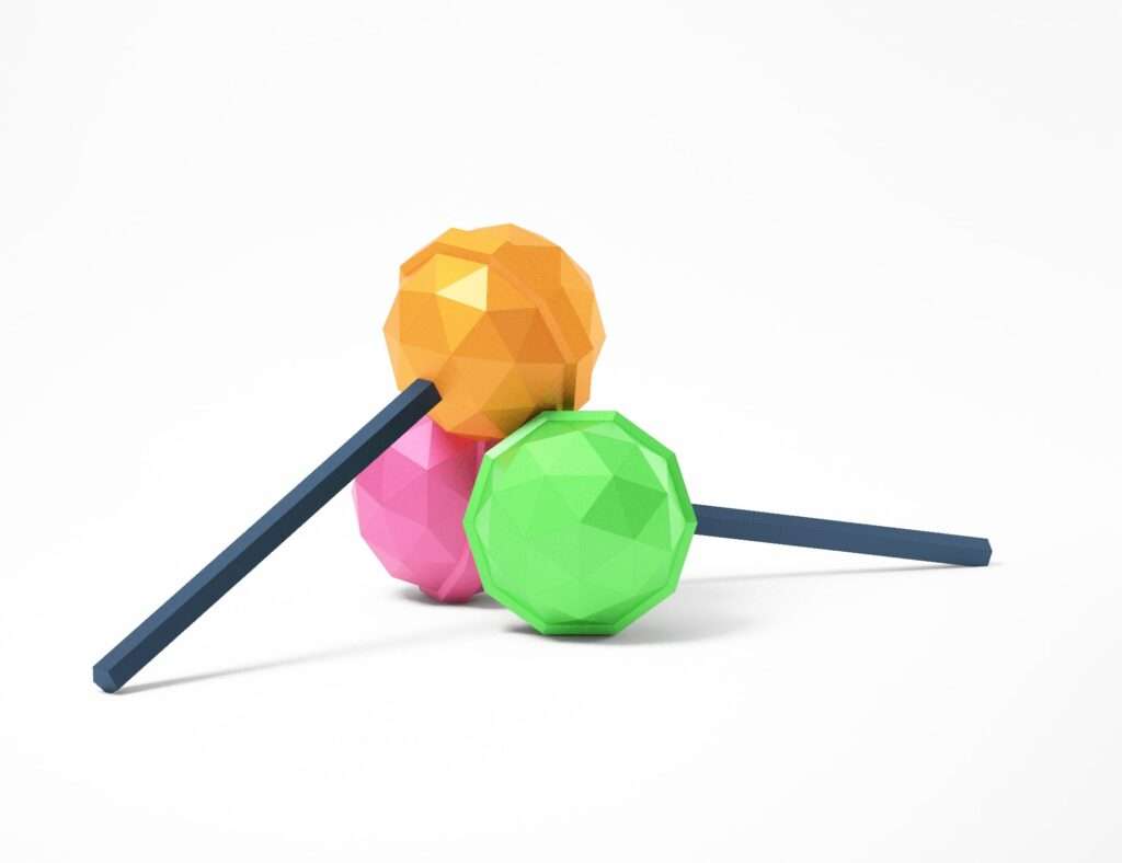 Lollipop Paper Low Poly PDF Template - LACRAFTA
