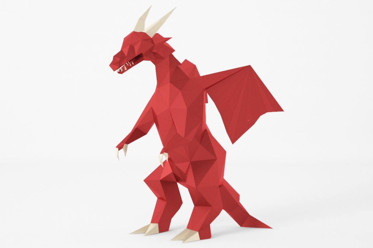 Dragon Big Model, Low Poly PDF Template - LACRAFTA