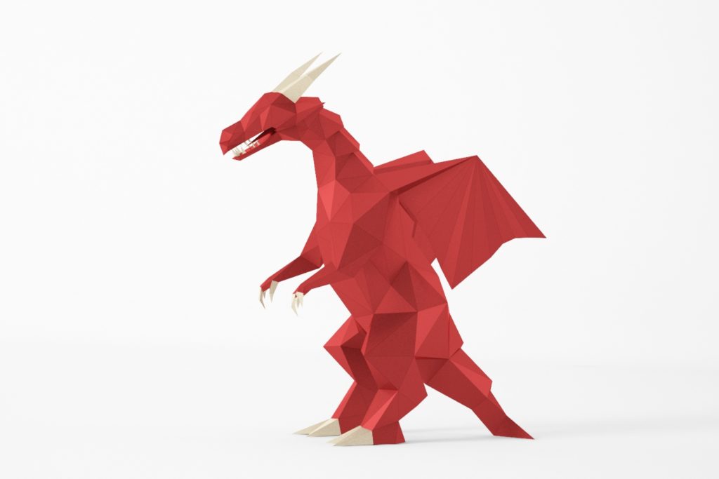 Dragon Big Model, Low Poly PDF Template - LACRAFTA