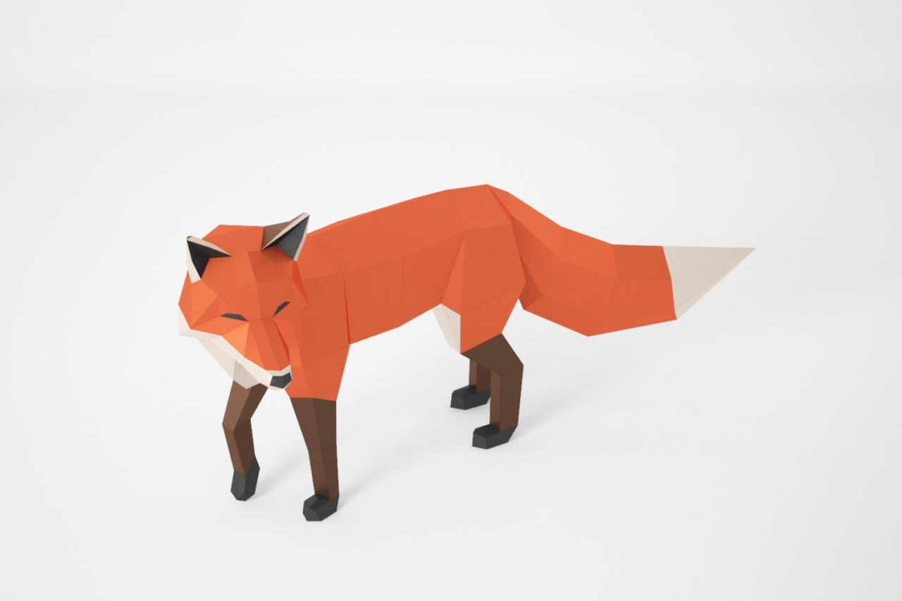 Fox Polygonal Sculpture, Low Poly PDF Template | LACRAFTA