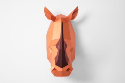 Rhinoceros Head Polygonal Papercraft PDF Template - LACRAFTA