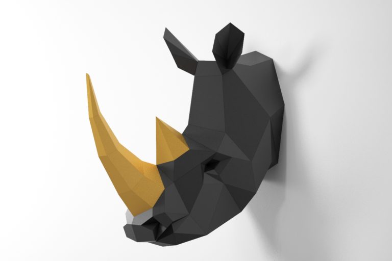 Rhinoceros Head Polygonal Papercraft PDF Template - LACRAFTA