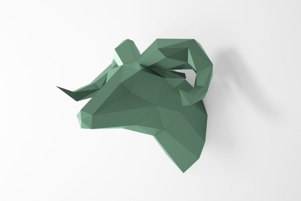 Ram Head Free PDF Template, Free DIY Papercraft - LACRAFTA