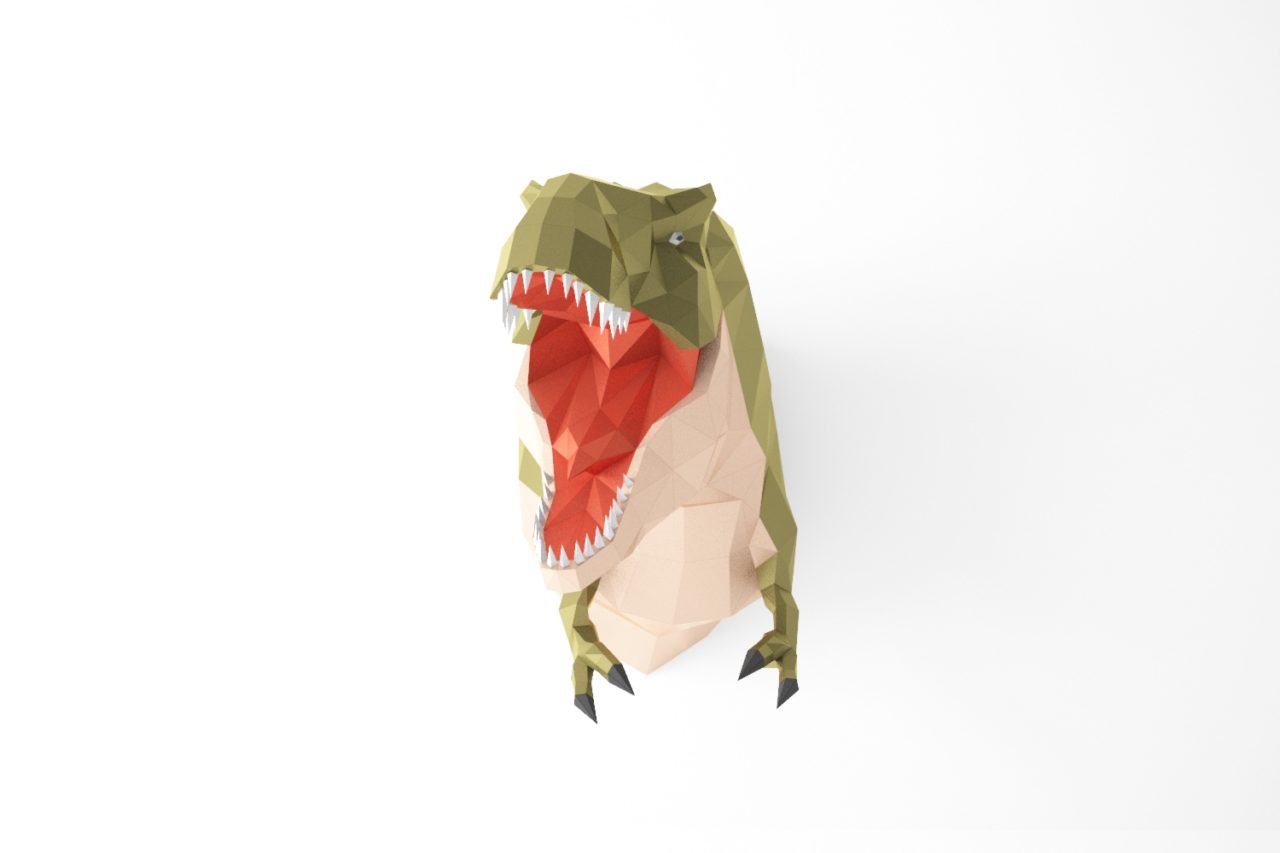 T-Rex Wall Decor Low Poly PDF Template - LACRAFTA