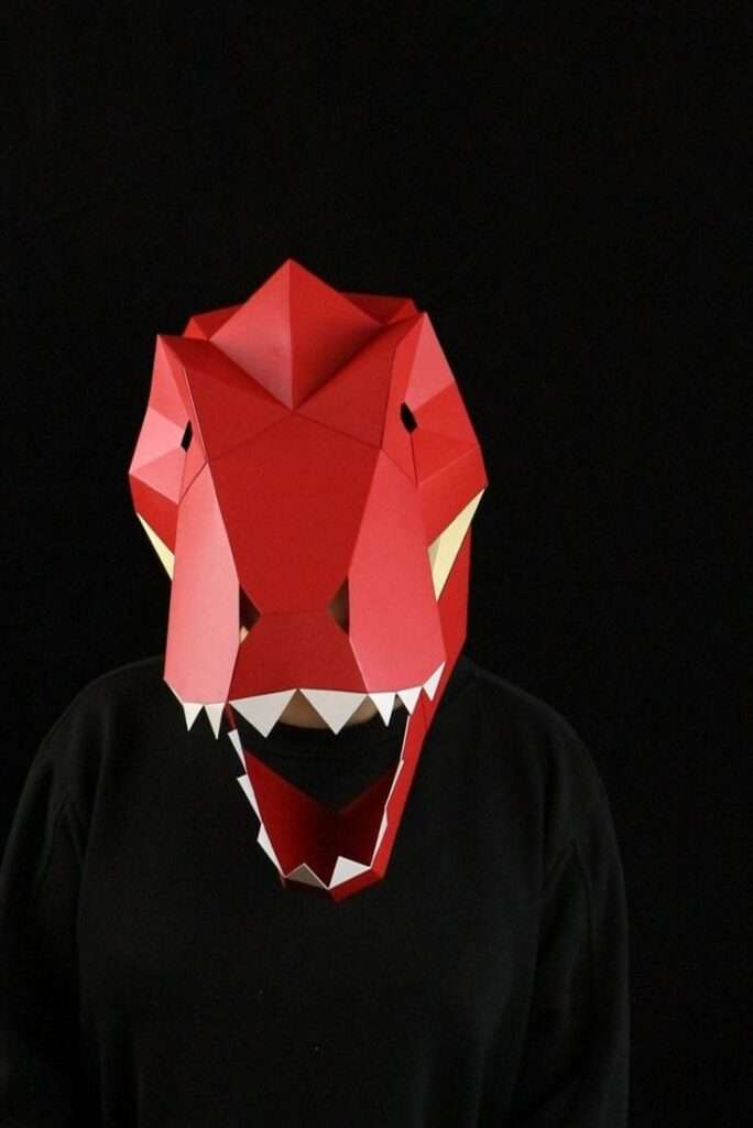 T-rex Low Poly Mask, DIY Paper Craft Mask Dinosaur, PDF Template For 3D ...