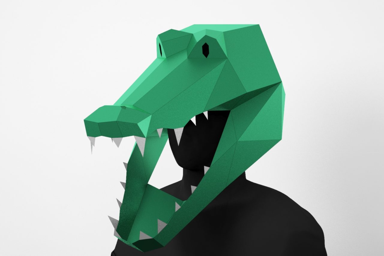 Masque Crocodile DIY, Masque Low Poly, Masque Paper Craft, Modèle Pdf ...