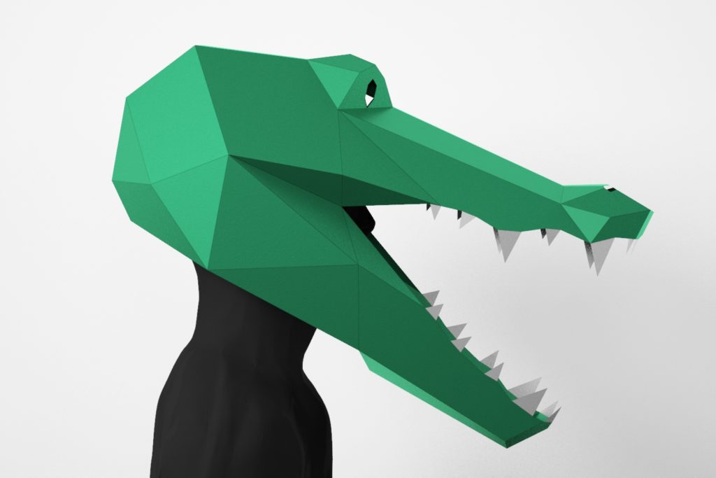 Crocodile Mask DIY, Low Poly Mask, Paper Craft Mask, Pdf Template 3D ...