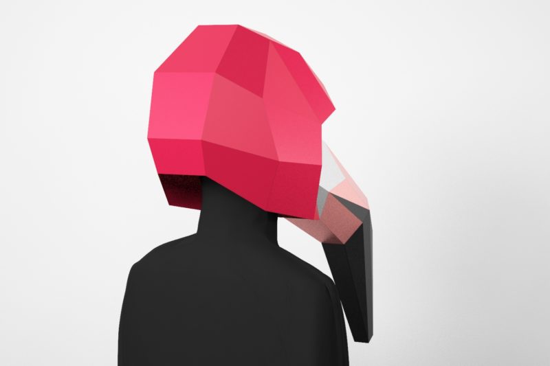 Flamingo Mask DIY, Low Poly Mask, Paper Craft Mask, Pdf Template 3D ...