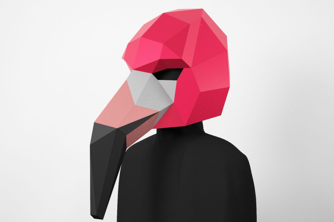 Flamingo Mask DIY, Low Poly Mask, Paper Craft Mask, Pdf Template 3D ...