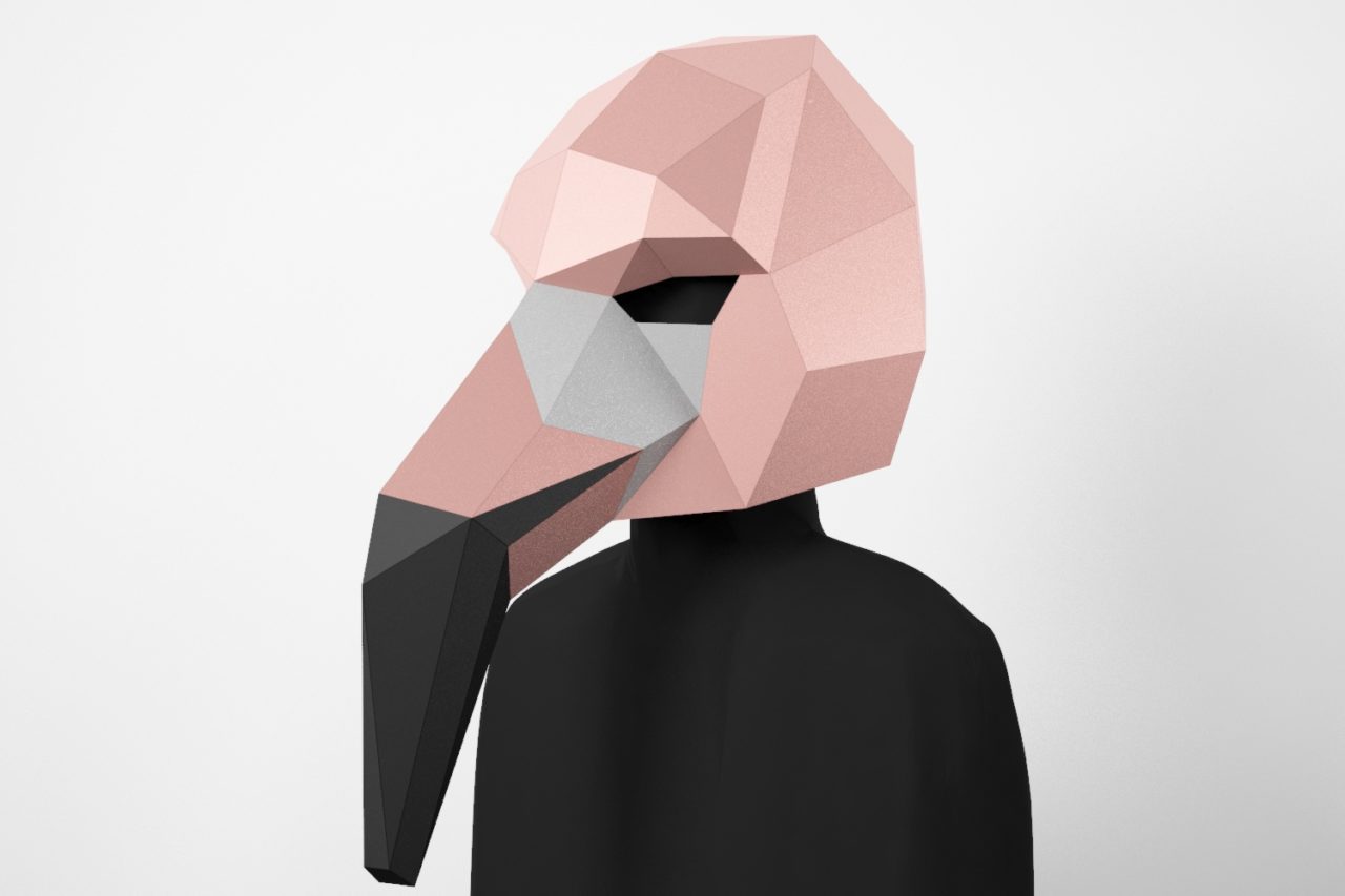 Flamingo Mask DIY, Low Poly Mask, Paper Craft Mask, Pdf Template 3D ...