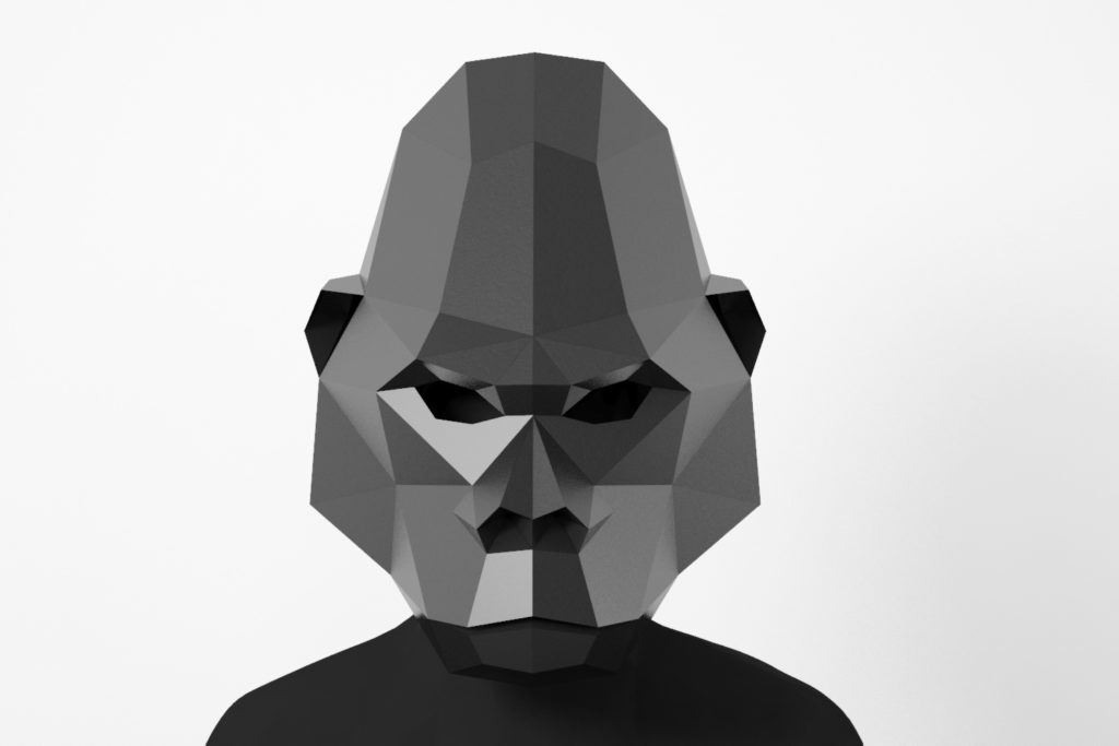 Gorilla Low Poly Mask, DIY Paper Craft Mask Gorilla, PDF Template For ...