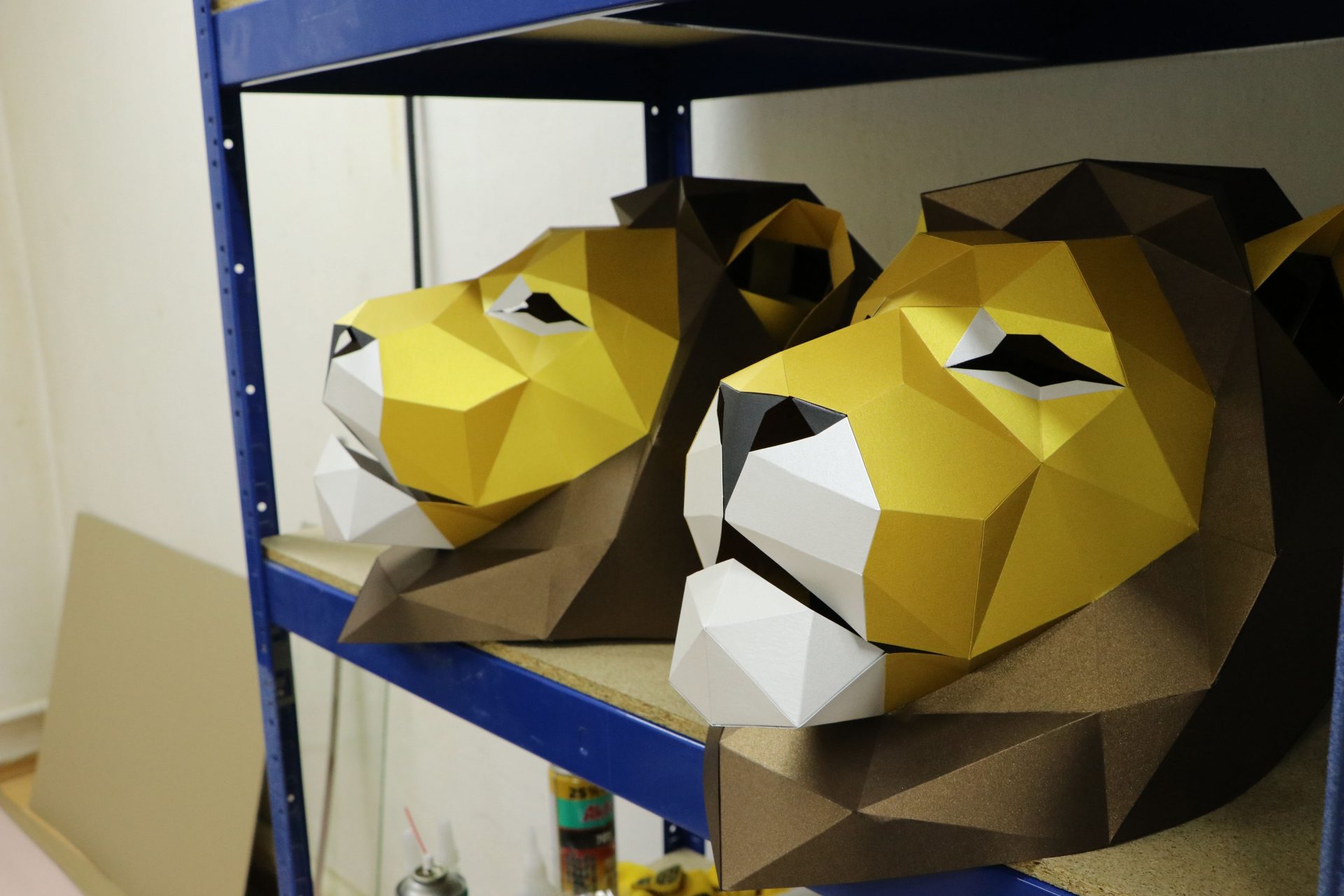 Máscara de León DIY, Máscara Low Poly, Máscara Paper Craft, Plantilla ...