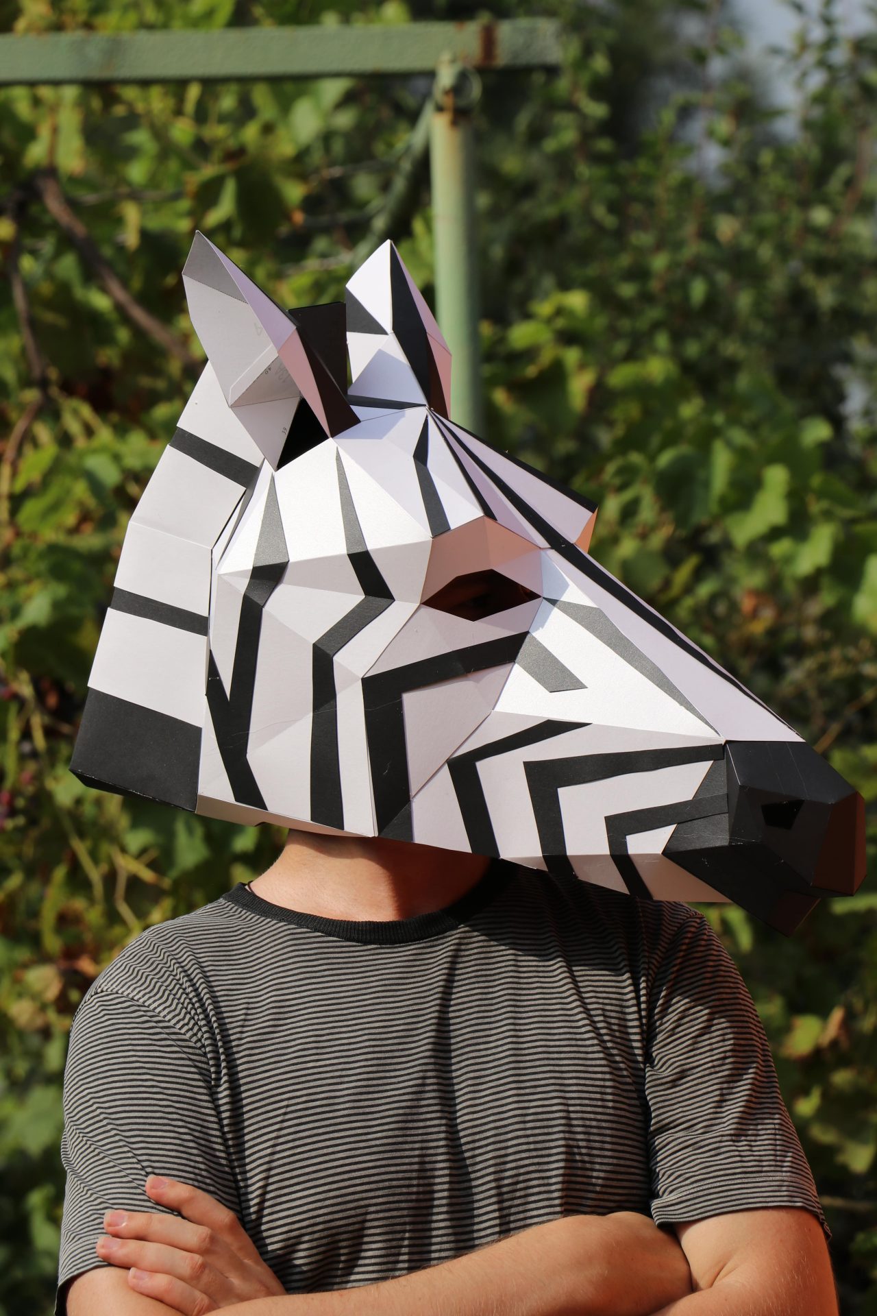 Zebra mask + stripes Low Poly 3D Mask, DIY Paper Craft Mask Zebra, PDF ...