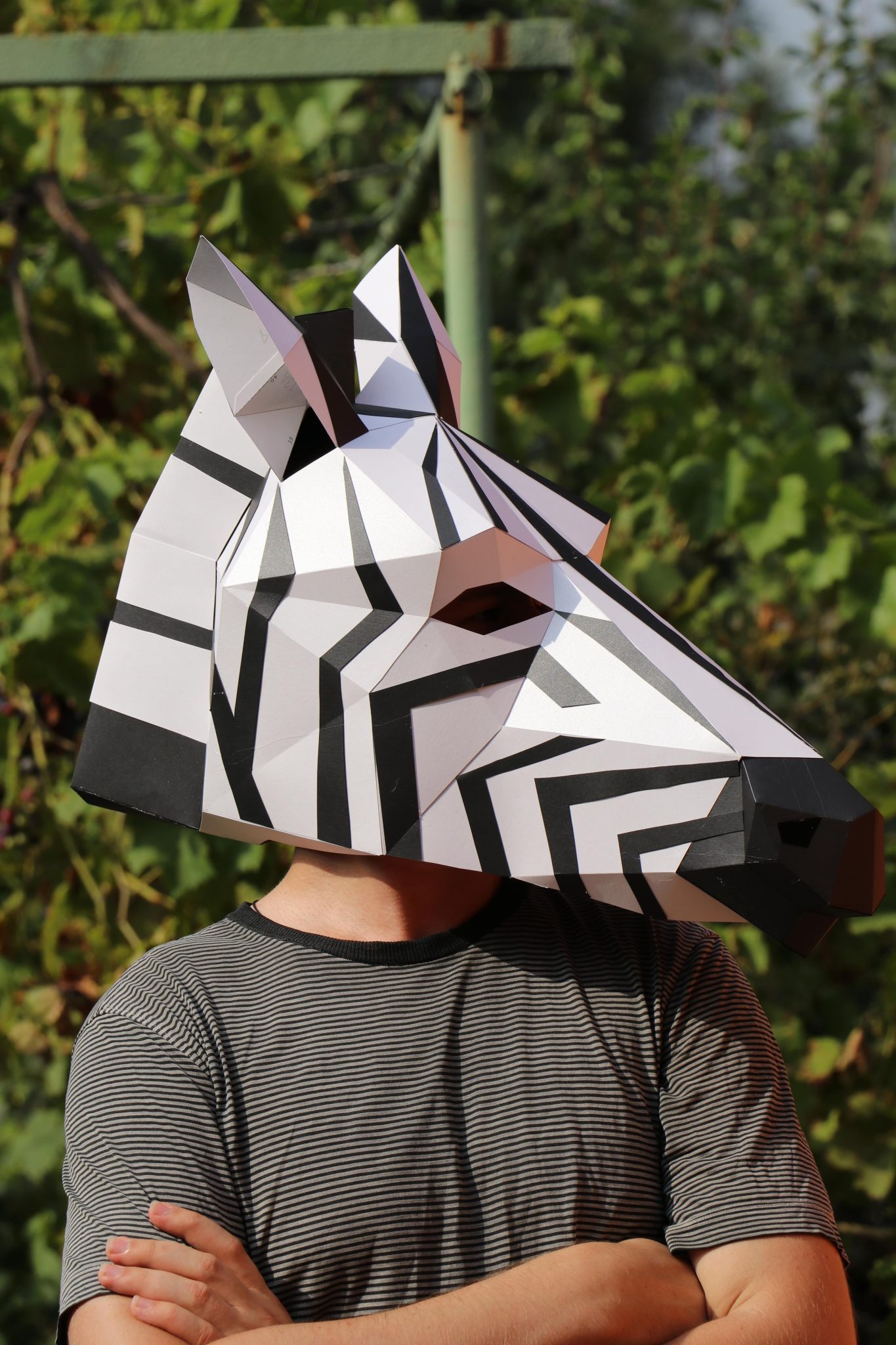 Zebra mask + stripes Low Poly 3D Mask, DIY Paper Craft Mask Zebra, PDF ...