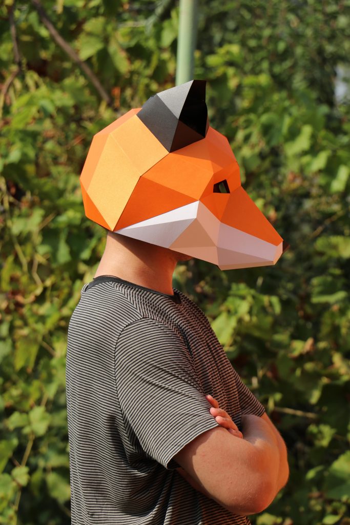 Fox Mask DIY, Low Poly Mask, Paper Craft Mask, Pdf Template 3D Mask ...