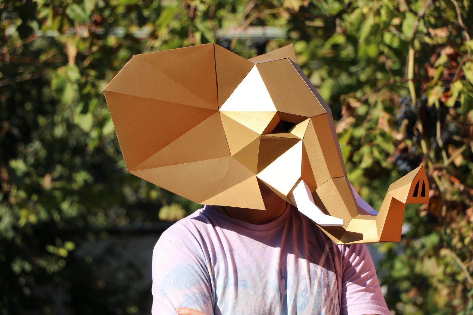Elephant Mask DIY, Low Poly Mask, Paper Craft Mask, Pdf Template 3D ...