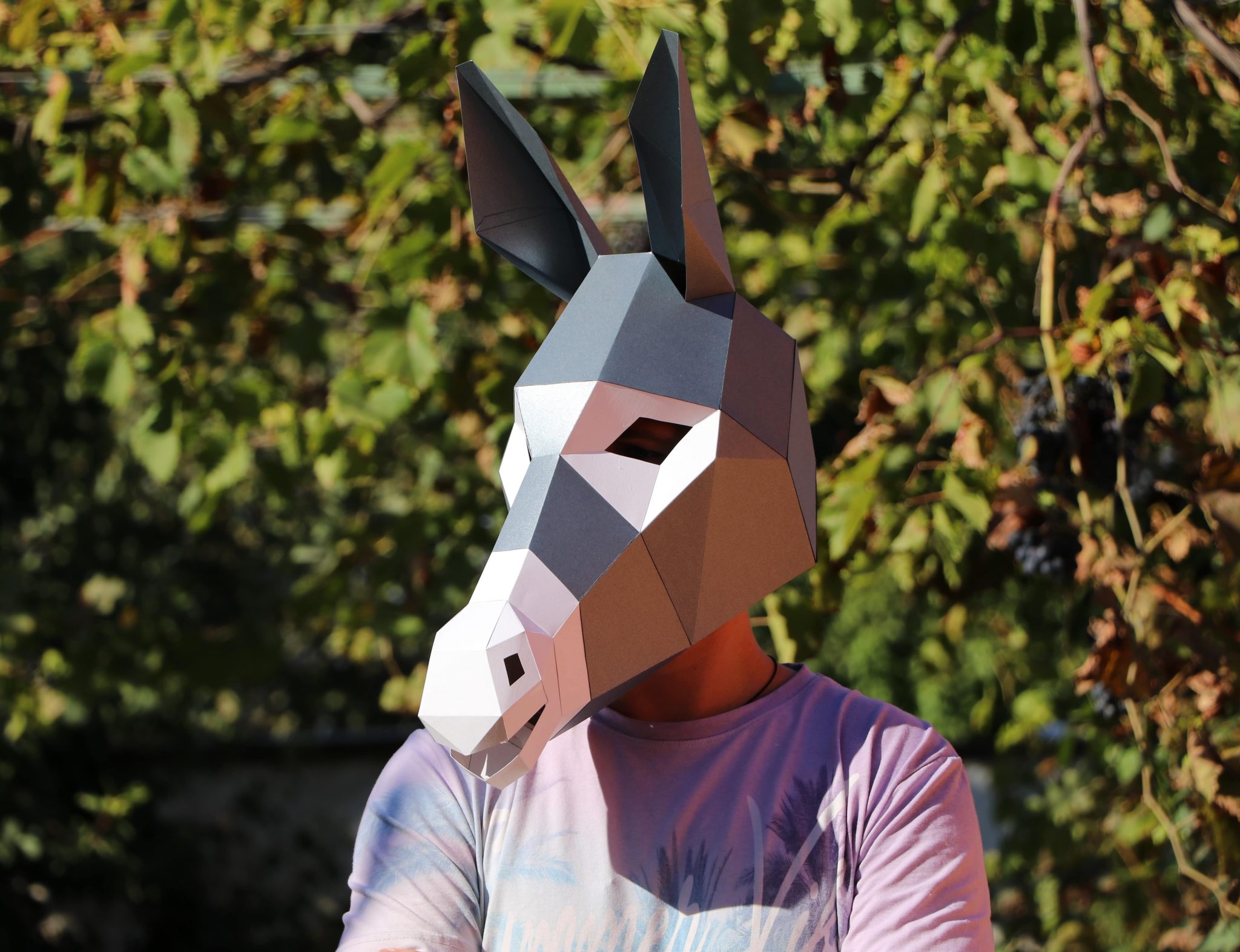 Máscara de burro DIY, Máscara Low Poly, Máscara de artesanía de papel ...