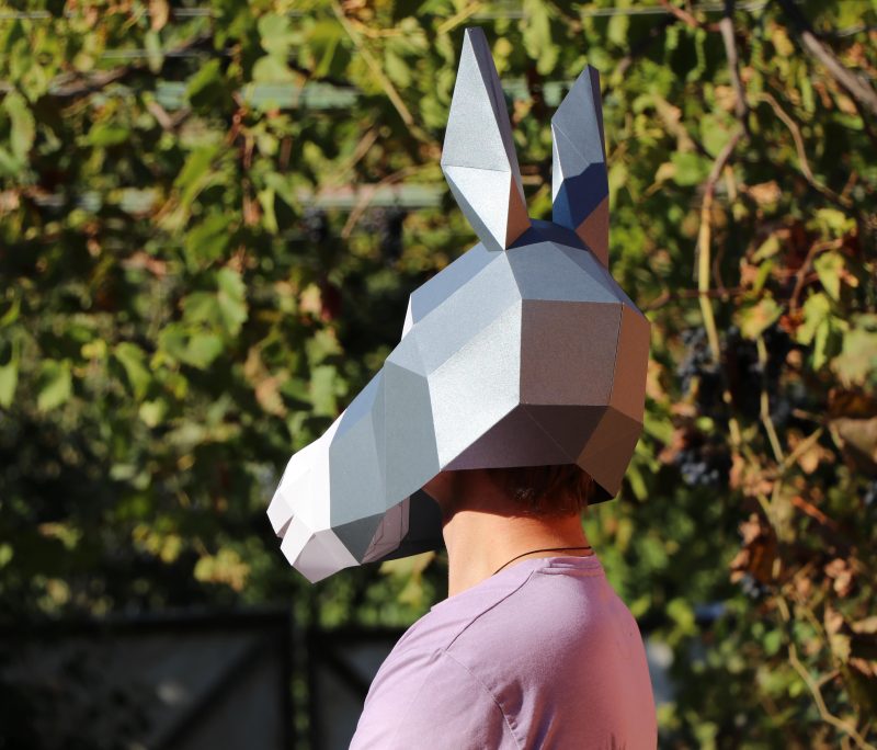 Máscara de burro DIY, Máscara Low Poly, Máscara de artesanía de papel ...