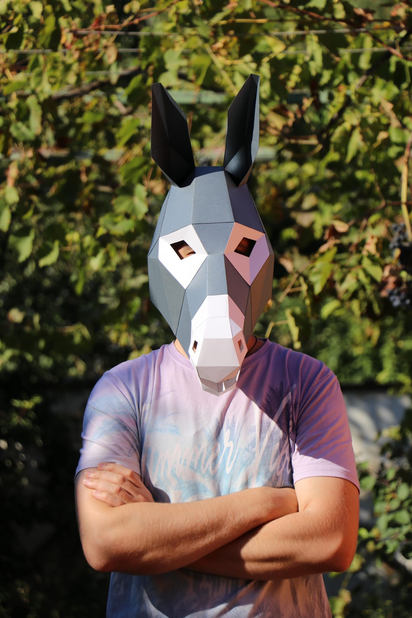 Máscara de burro DIY, Máscara Low Poly, Máscara de artesanía de papel ...