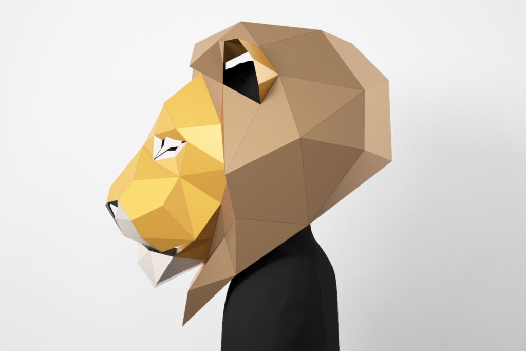 Máscara de León DIY, Máscara Low Poly, Máscara de papel para ...