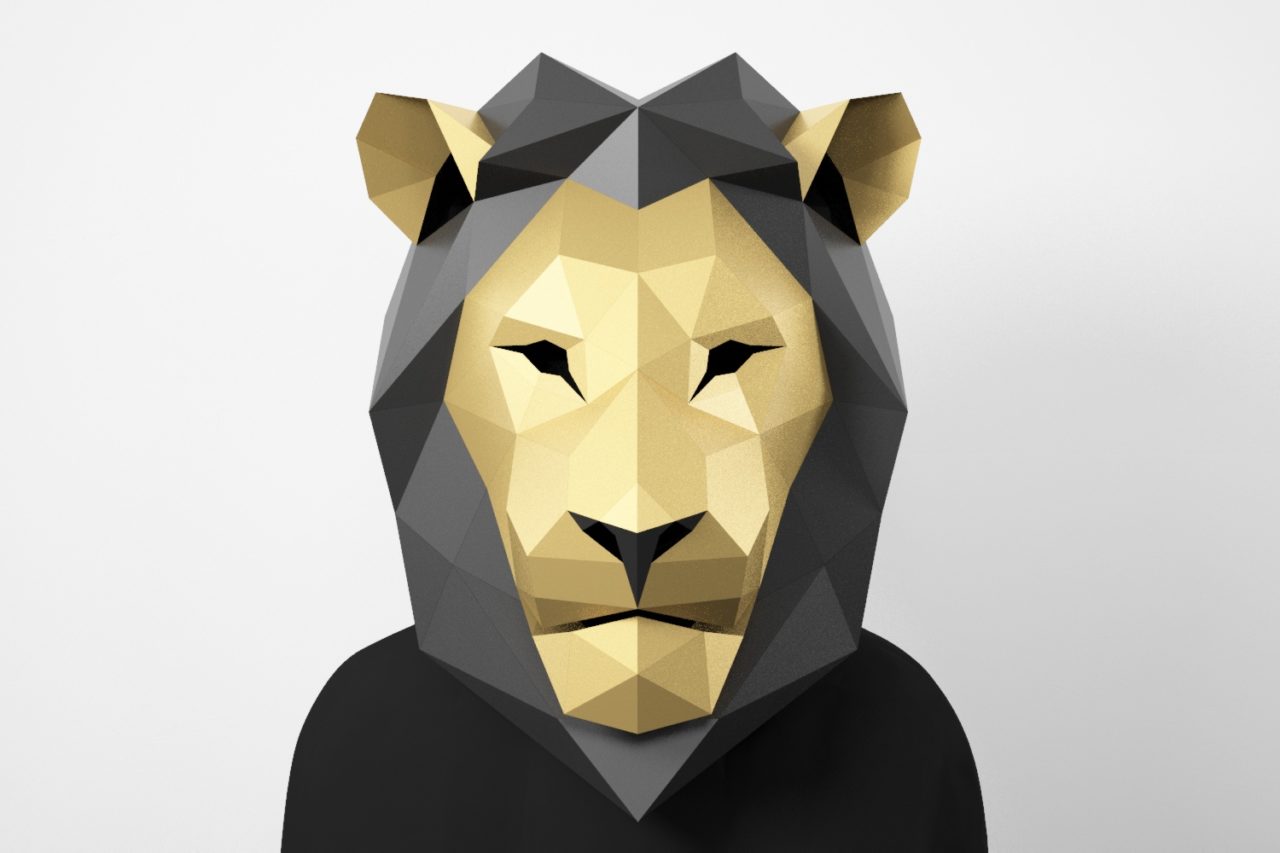 Máscara de León DIY, Máscara Low Poly, Máscara de papel para ...