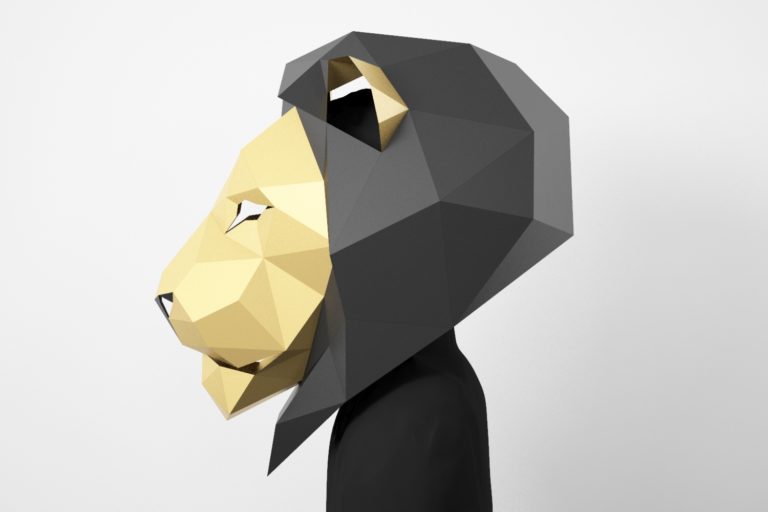 Máscara de León DIY, Máscara Low Poly, Máscara de papel para ...
