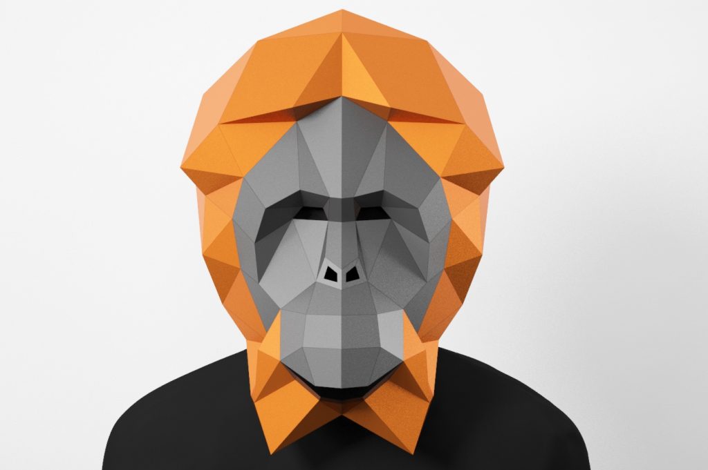 Orangutan Low Poly Mask, DIY Paper Craft Mask Orangutan, PDF Template ...