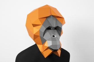 Orangutan Low Poly Mask, DIY Paper Craft Mask Orangutan, PDF Template ...