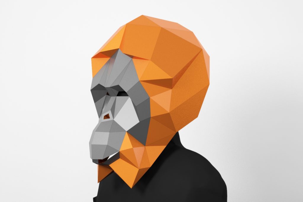 Orangutan Low Poly Mask, DIY Paper Craft Mask Orangutan, PDF Template ...