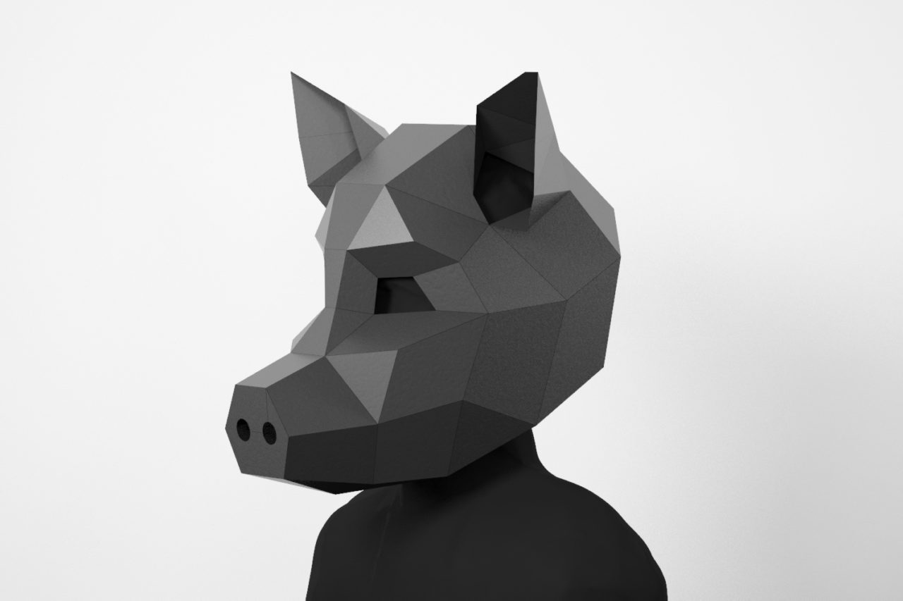 Pig Low Poly Mask, DIY Paper Craft Mask Pig, PDF Template For 3D Masks ...