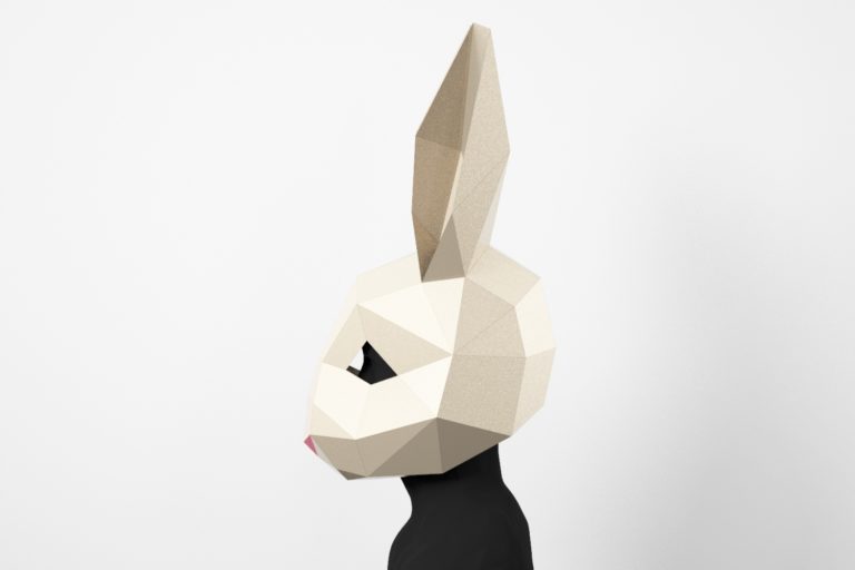 Rabbit Mask DIY, Low Poly Mask, Paper Craft Mask, Pdf Template 3D Mask ...