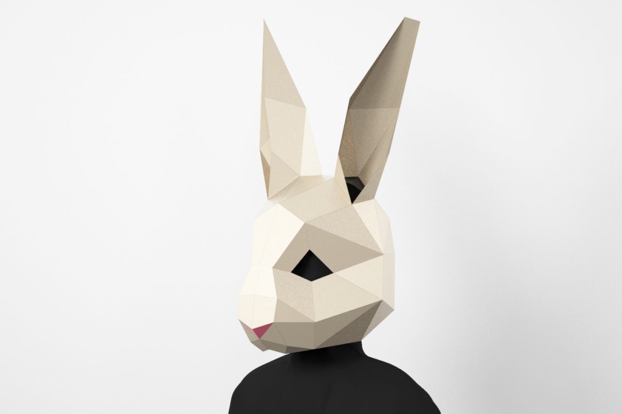 Rabbit Mask DIY, Low Poly Mask, Paper Craft Mask, Pdf Template 3D Mask ...