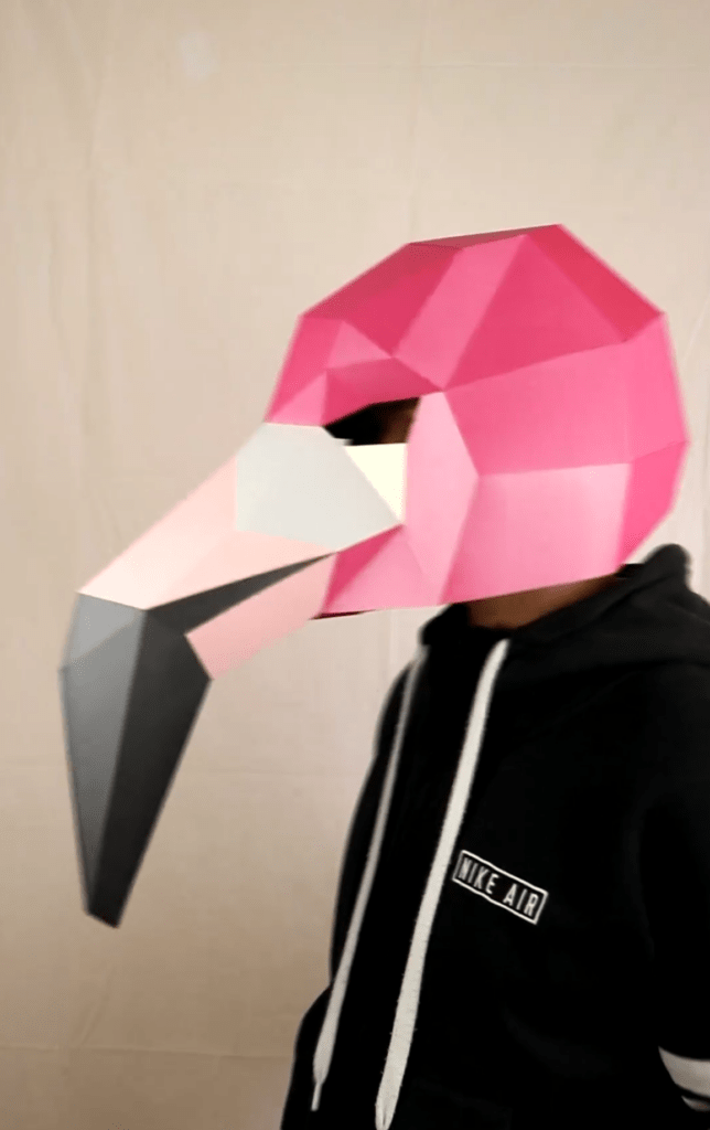 Flamingo Mask DIY, Low Poly Mask, Paper Craft Mask, Pdf Template 3D ...