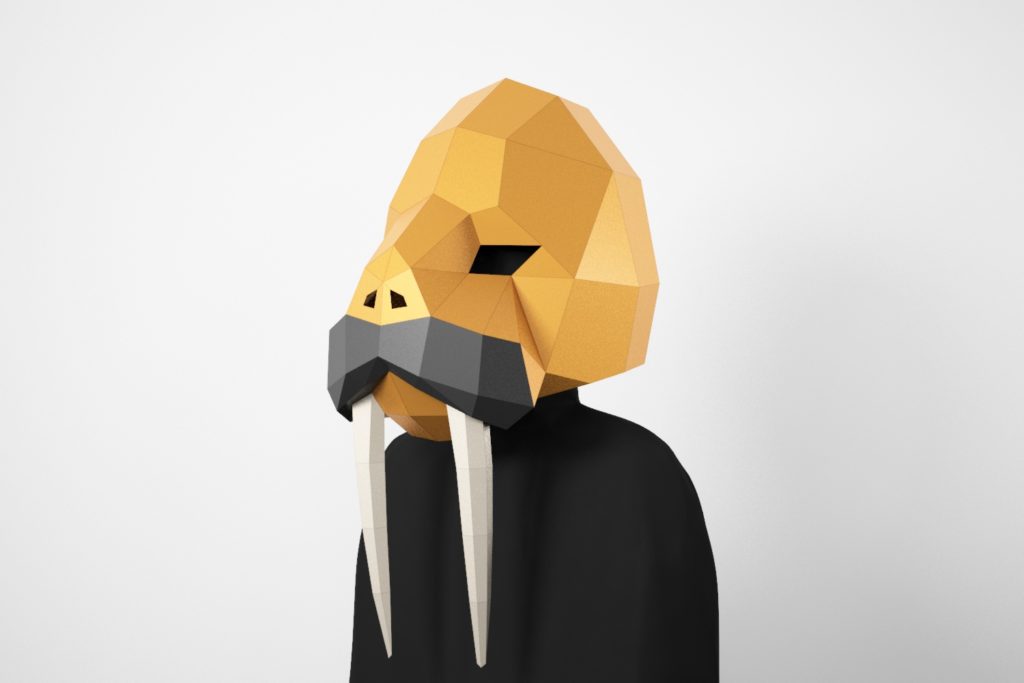 Walrus Low Poly Mask, DIY Paper Craft Mask Walrus, PDF Template For 3D ...