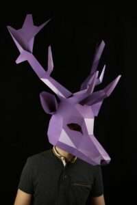 Deer Mask DIY, Low Poly Mask Deer, Paper Craft Mask Deer, Pdf Template ...