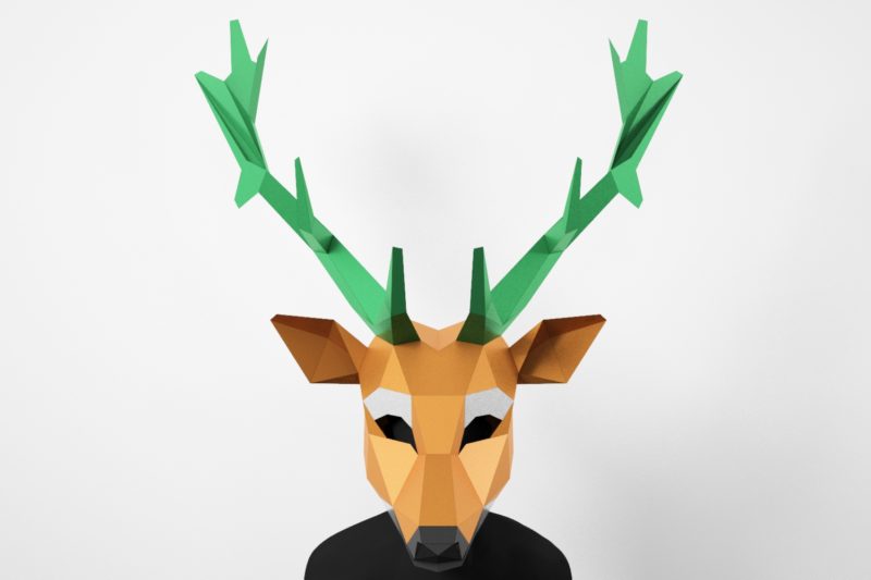 Deer Mask DIY, Low Poly Mask Deer, Paper Craft Mask Deer, Pdf Template ...