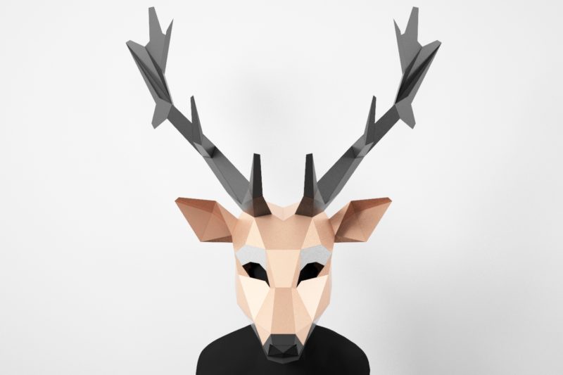 Deer Mask DIY, Low Poly Mask Deer, Paper Craft Mask Deer, Pdf Template ...