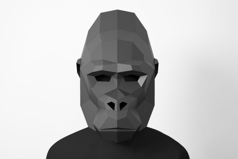 Gorilla Mask DIY, Low Poly Mask Gorilla, Paper Craft Mask Gorilla, Pdf ...