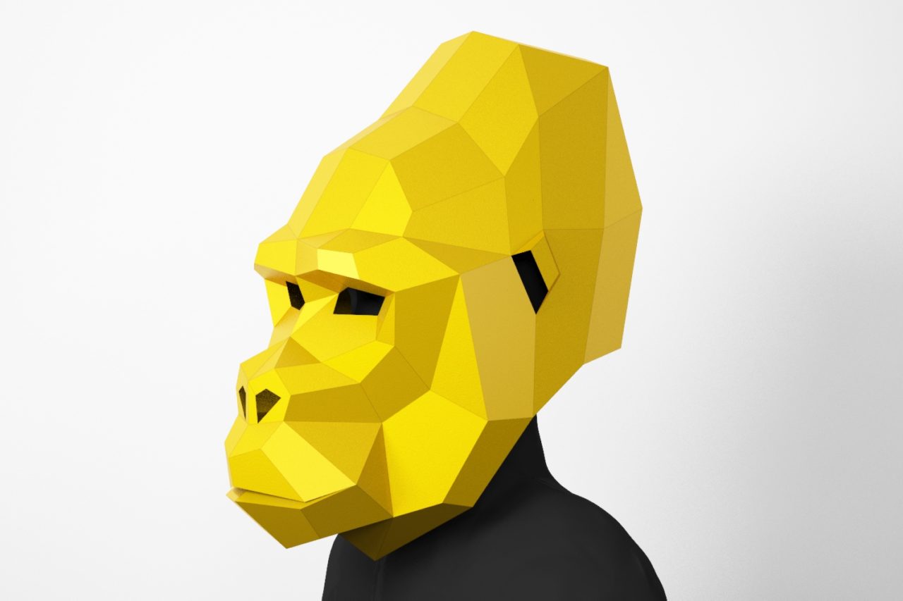 Gorilla Mask DIY, Low Poly Mask Gorilla, Paper Craft Mask Gorilla, Pdf ...