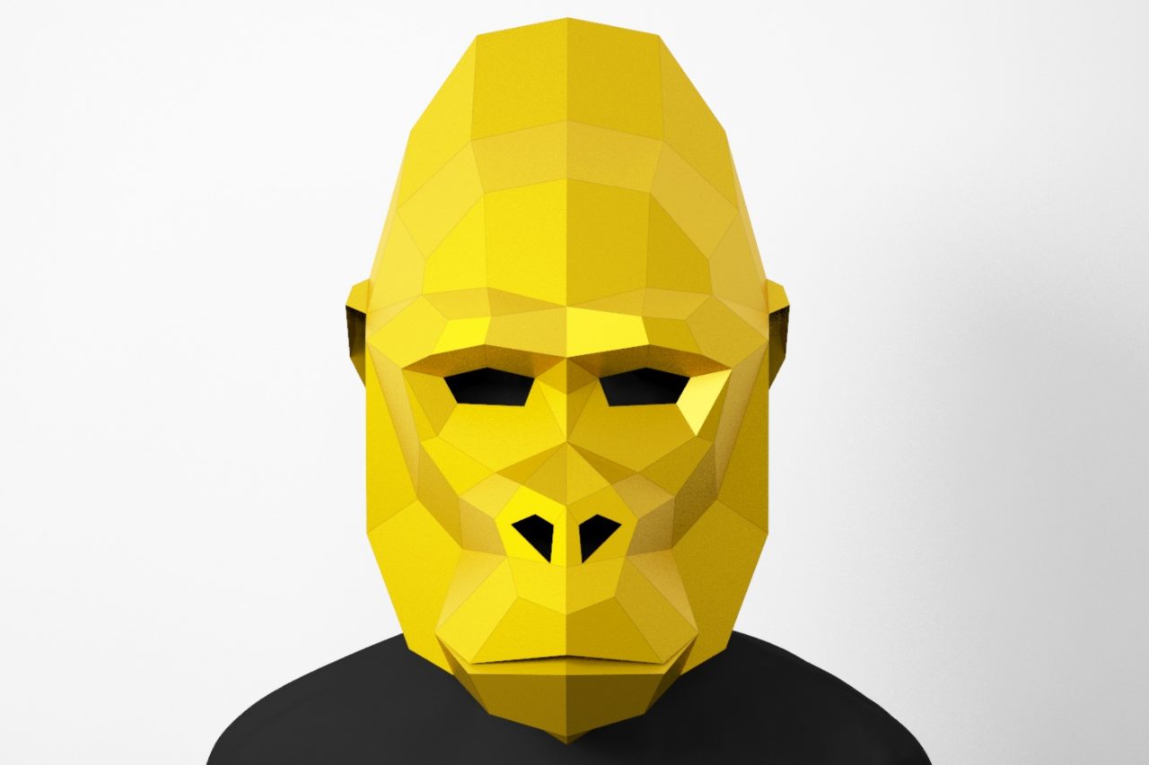 Gorilla Mask DIY, Low Poly Mask Gorilla, Paper Craft Mask Gorilla, Pdf ...
