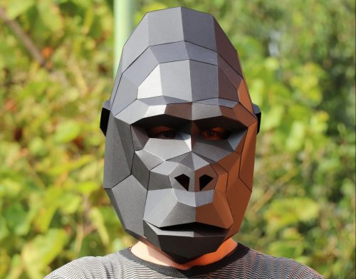 Gorilla Mask DIY, Low Poly Mask Gorilla, Paper Craft Mask Gorilla, Pdf ...