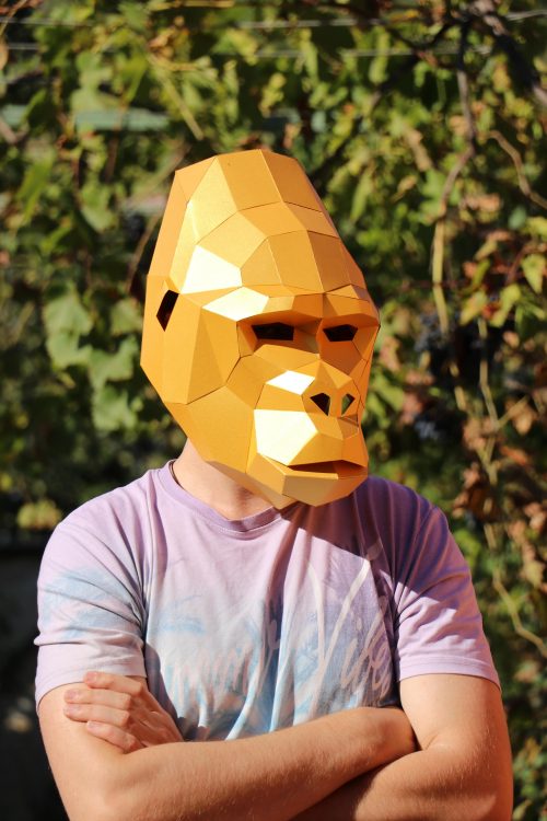 Gorilla Mask DIY, Low Poly Mask Gorilla, Paper Craft Mask Gorilla, Pdf ...