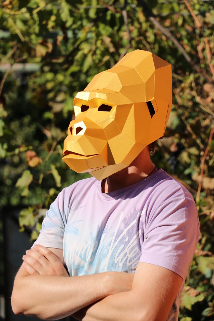 Gorilla Mask DIY, Low Poly Mask Gorilla, Paper Craft Mask Gorilla, Pdf ...