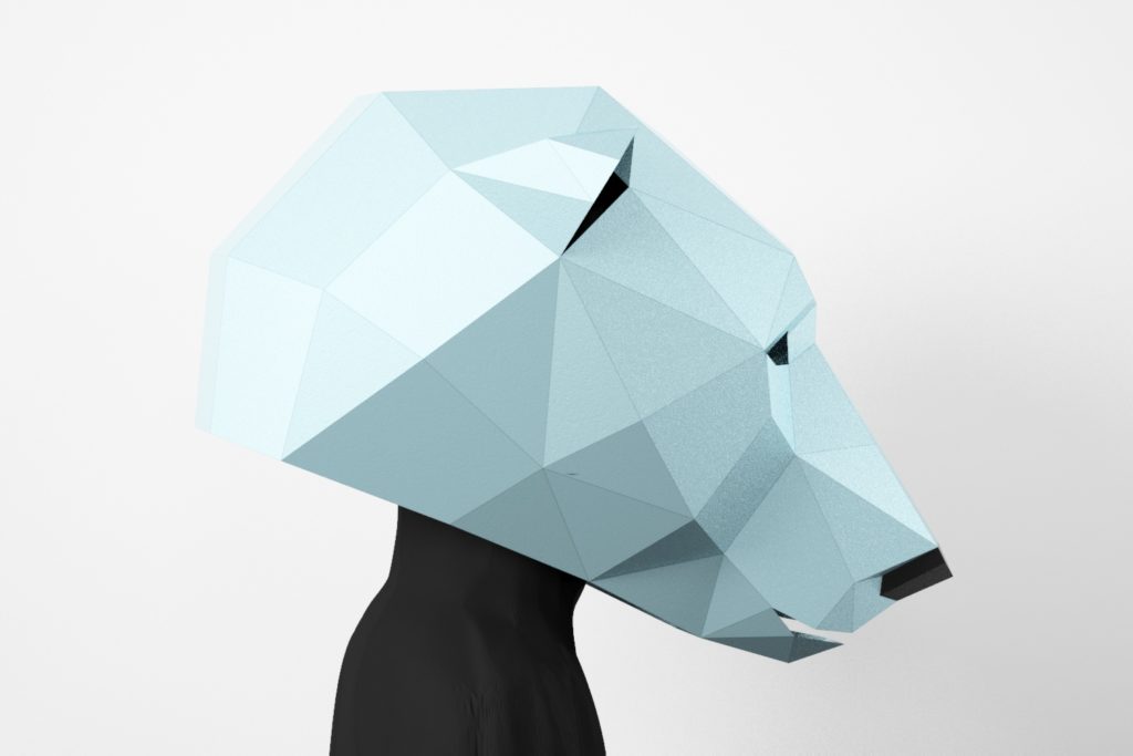 Polar Bear mask Low Poly 3D Mask, DIY Paper Craft Mask Polar Bear, PDF ...