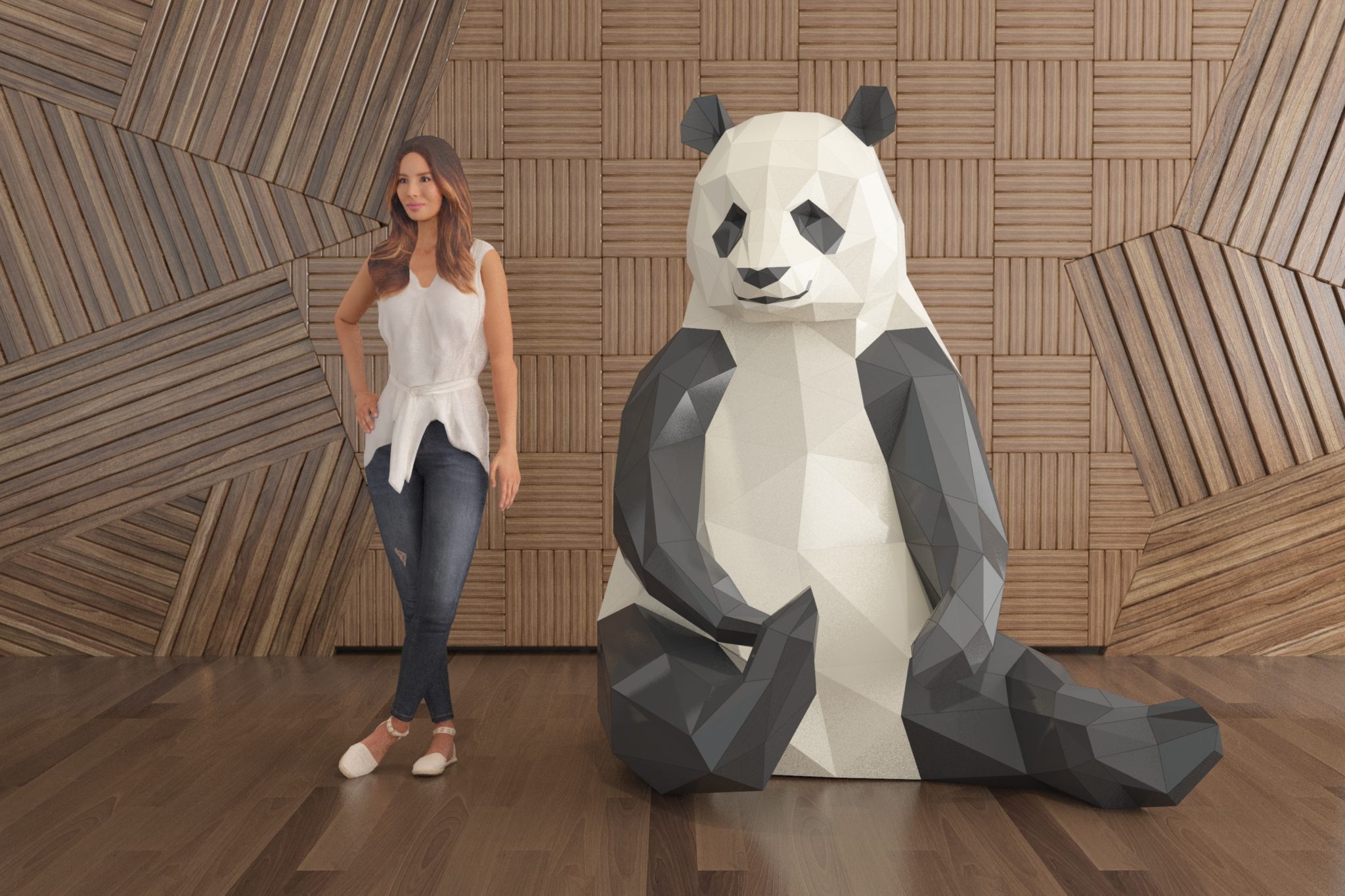 Big Panda Model Paper Craft, Plantilla PDF, Origami, Low Poly ...