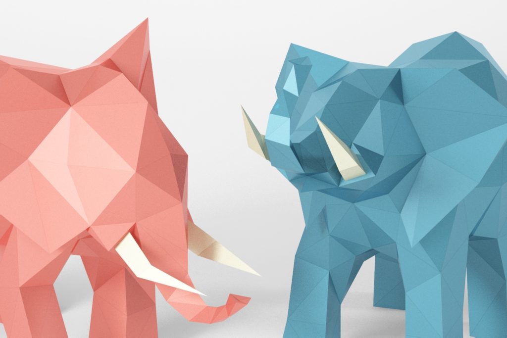 Large low poly Elephants, in two versions. PDF template for cardboard ...