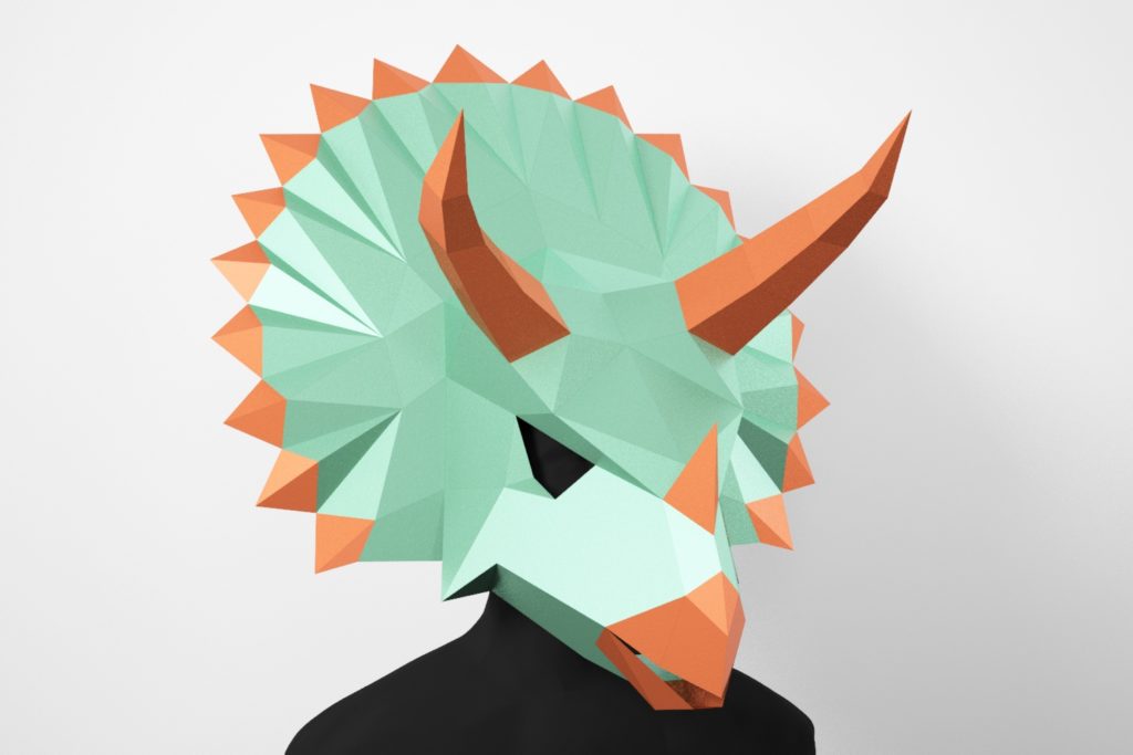Triceratops dinosaur mask, pdf template for assembly - LACRAFTA