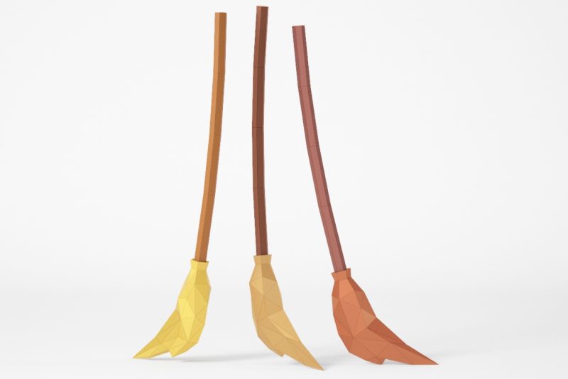 Witch's broom, pdf template for assembly from cardboard - LACRAFTA