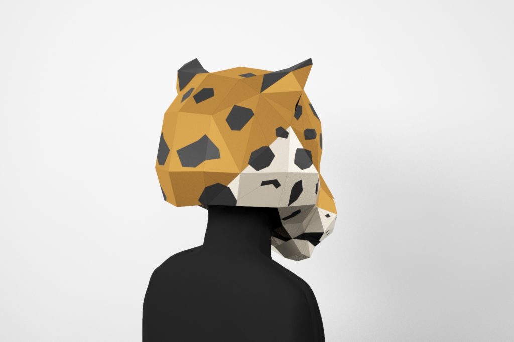 Polygonal jaguar mask, pdf template for papercraft - LACRAFTA