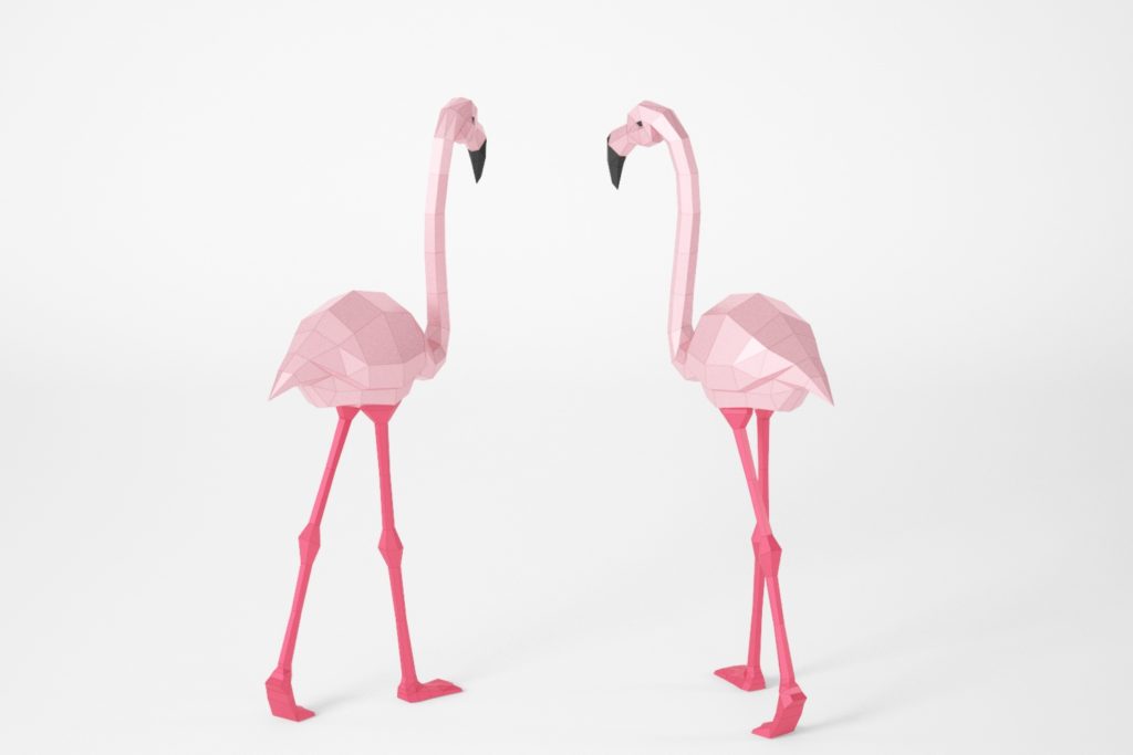 Pink flamingos, Template for creating a large bird model - LACRAFTA